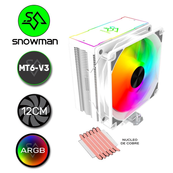 GAMER VISION E.I.R.L. - cooler de procesador snowman mt6 v3 argb white ...